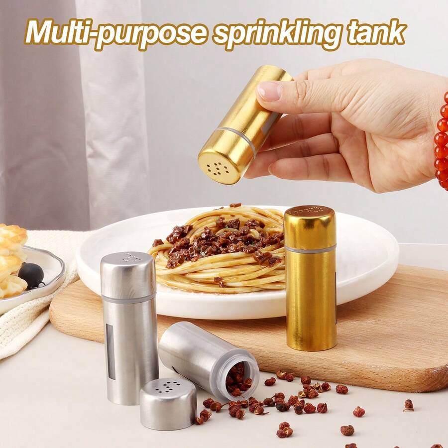 1 Set 2pcs Mini Stainless Steel Seasoning Bottles, Powder Sprinkler ...