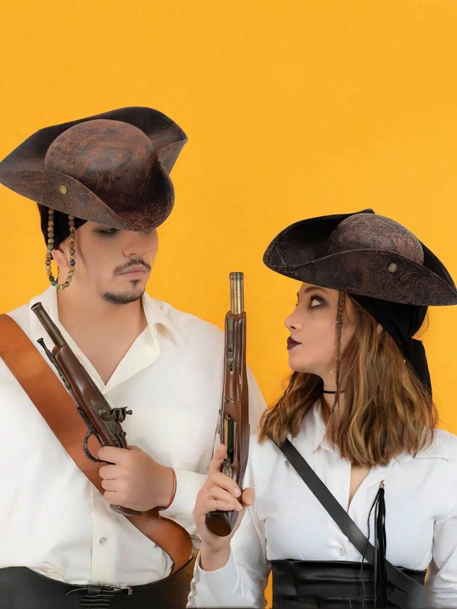 1pc/2pcs Imitation Leather Pirate Hat Cosplay Makeup Ball Props Dress ...