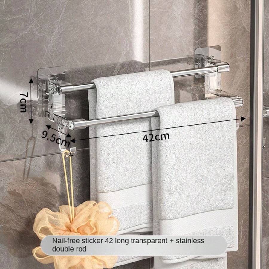 1pc Double Kitchen Towel Rack, Steel Cabinet Door Mounted Towel Bar ...