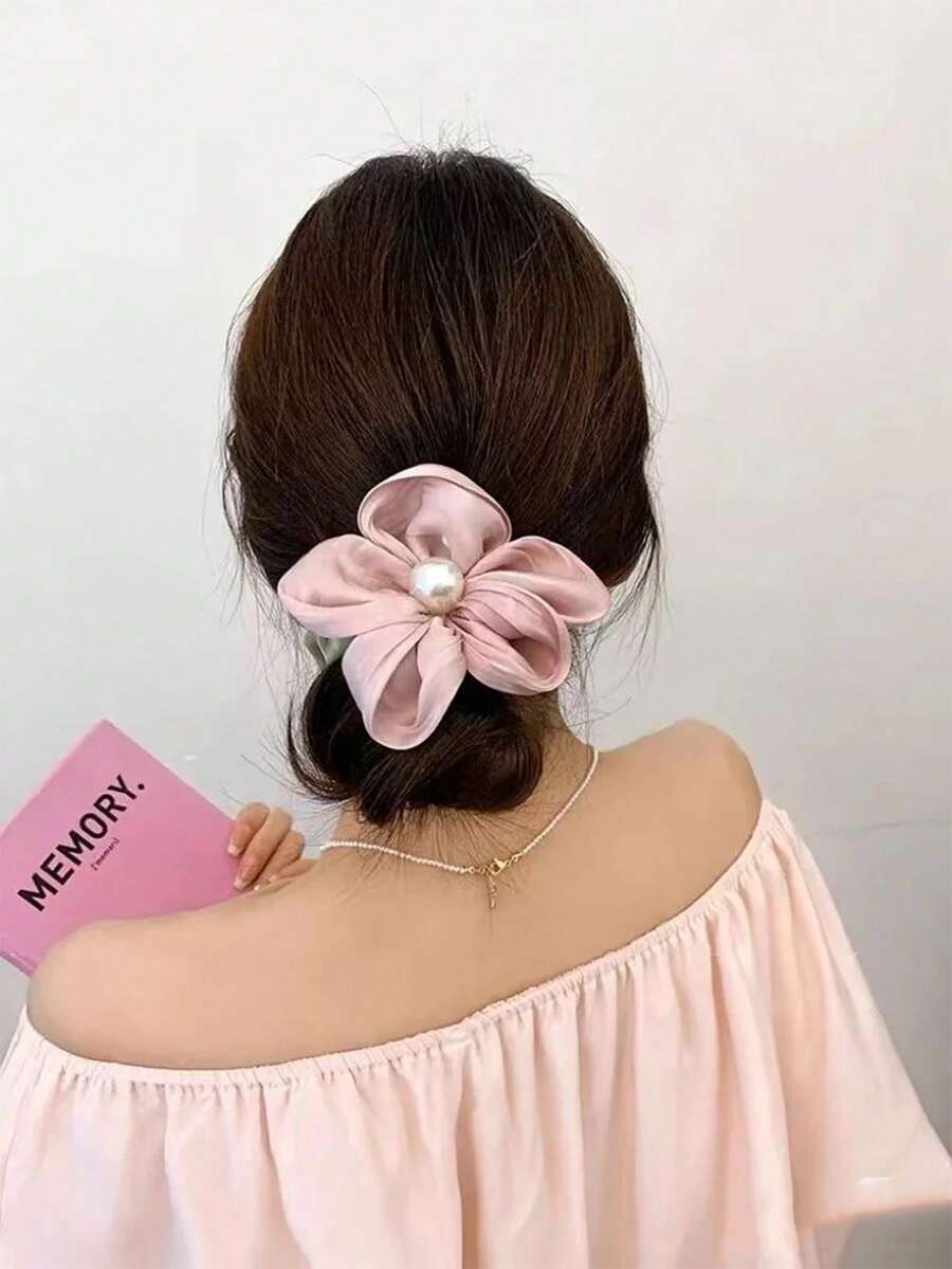 1 Stück eleganter Haarschmuck mit Kunstperlenblume, modische Haargummis ...