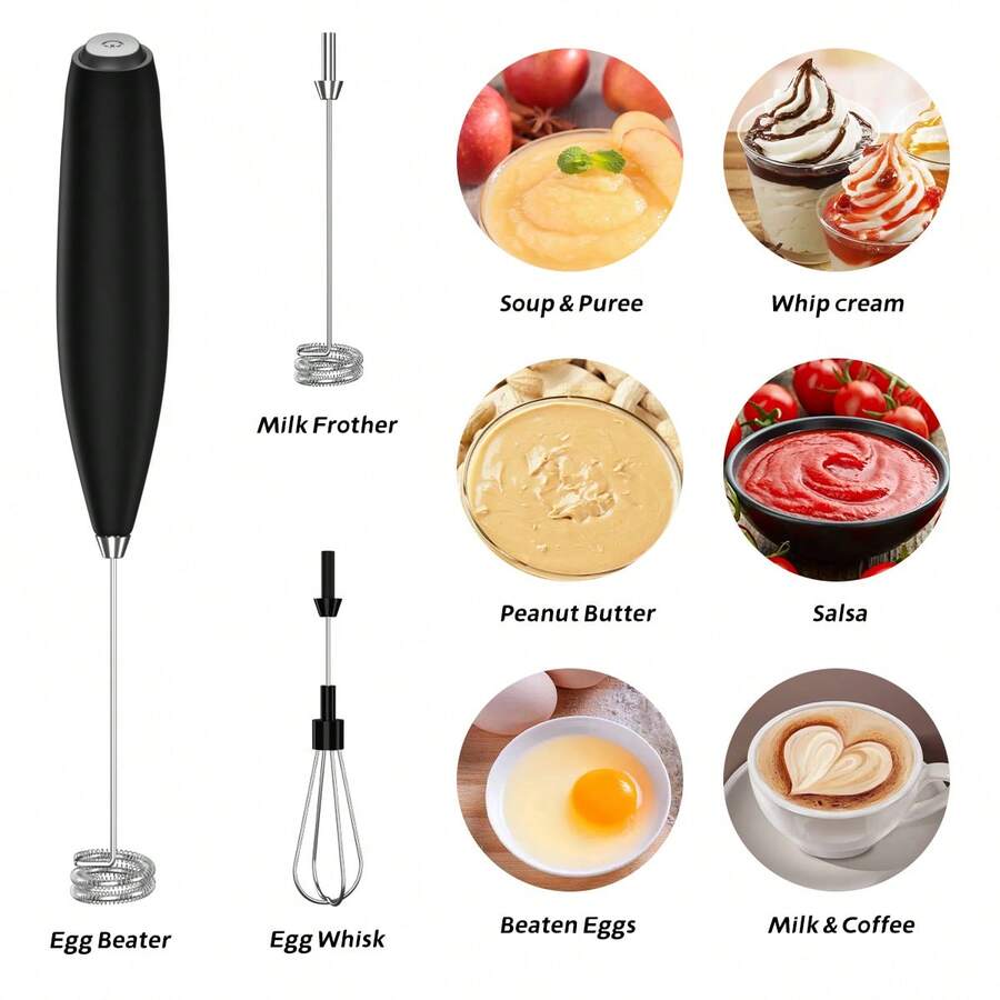 Handheld Milk Frother, Electric Whisk With Stand, Battery Powered ...