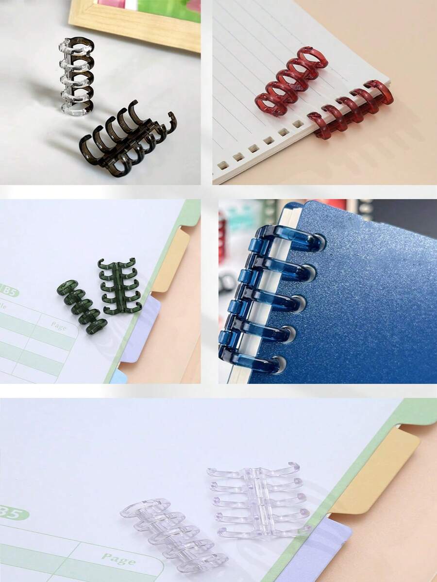 6pcs 5-Hole Plastic Loose-Leaf Ring Binder Clips, A4 Size Removable ...