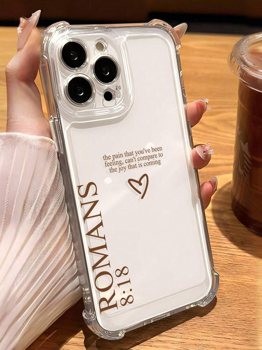 Slogan 1pc Simple Religious Slogan Graffiti & Heart Design Shockproof ...