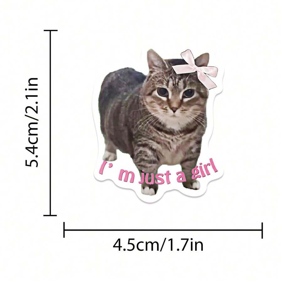 50Pcs Funny Meme Stickers Cute Cat Stickers Meme Cat Decal Cartoon ...