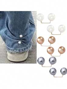3 Pcs: Adjustable Pants Clip, Faux Pearl Brooch Without Damaging ...