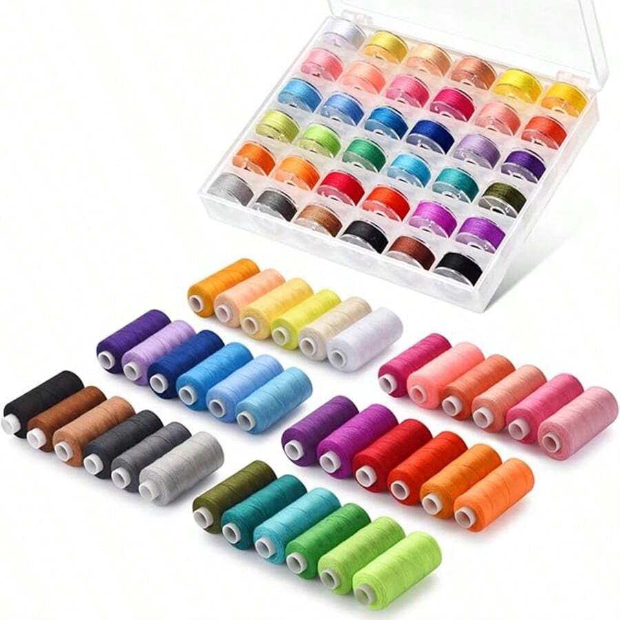 72pcs Sewing Thread Kit, 36 Colors Sewing Machine Threads, Prewound ...