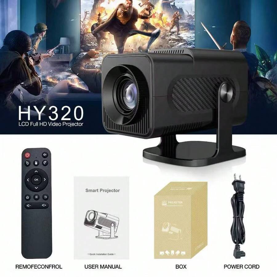 Projector Hy320 Wifi Hd 390 Ansi Android 13.0 Smart Portable Full HD 4k ...