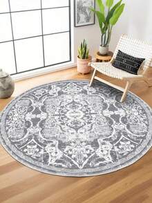 Velvet Round Carpet, Luxury Floral Pattern Carpet, Washable Bohemian ...