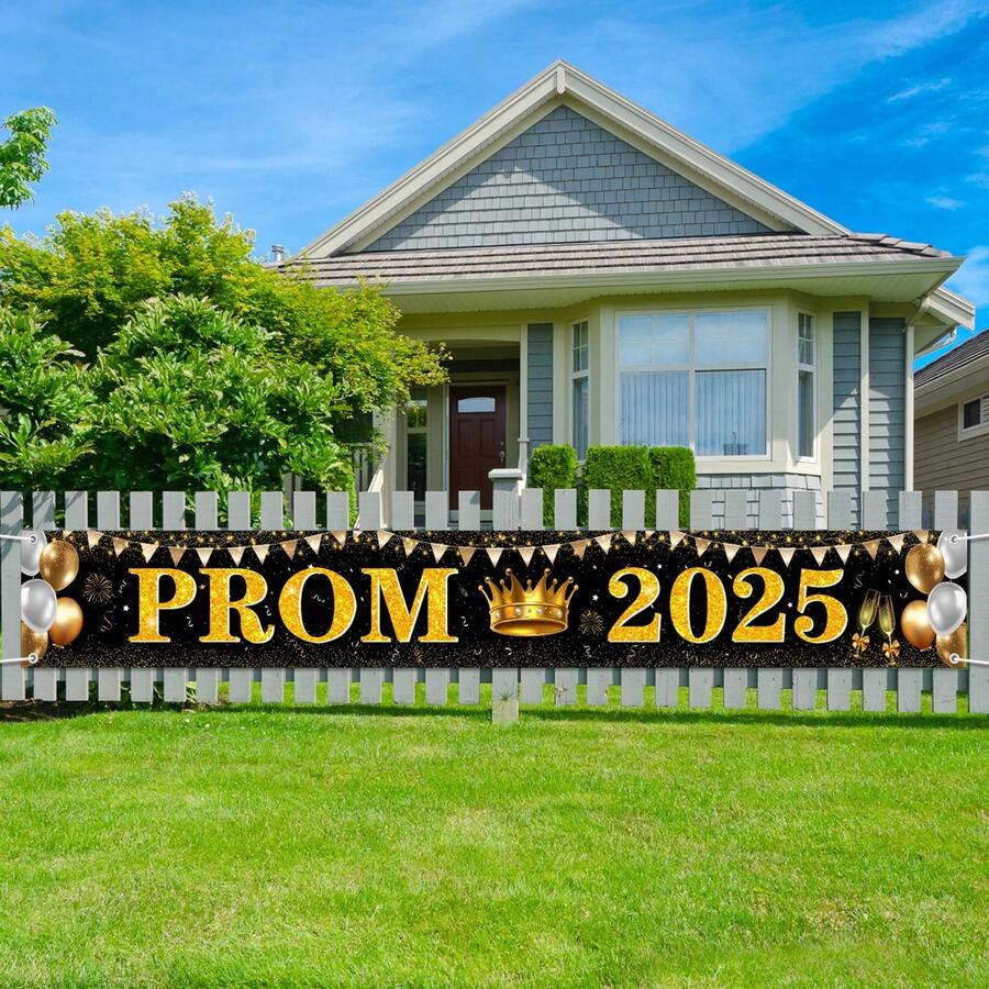 Prom 2025 Graduation Decorations Yard Banner Black Gold Prom Class Of ...