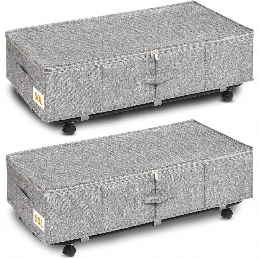 Huquter Under Bed Storage On Wheels 50L Large Underbed Storage On ...