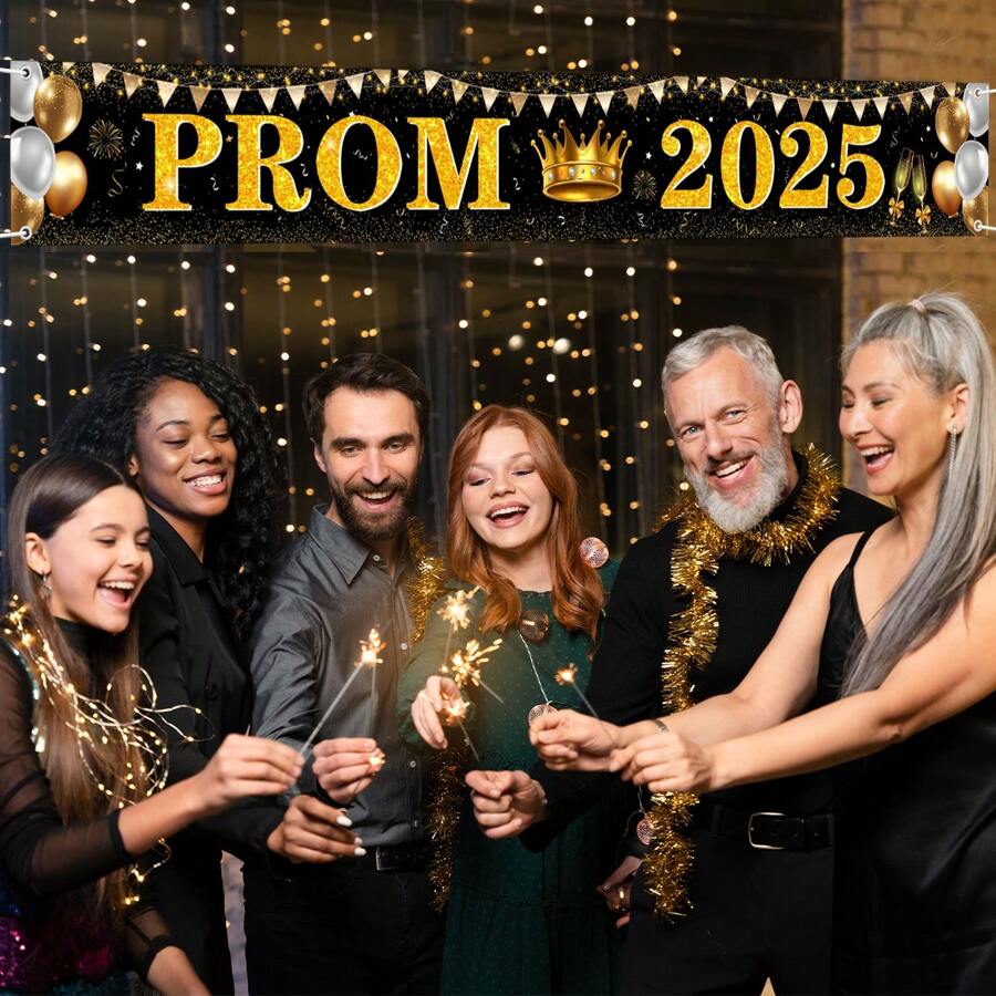 Prom 2025 Graduation Decorations Yard Banner Black Gold Prom Class Of 2025 Yard Sign Large ...