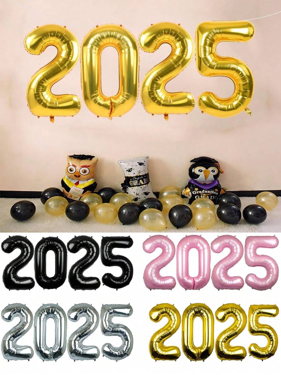 2025 Graduation Balloons 40Inch Gold 2025 Number Balloons Aluminum Foil ...