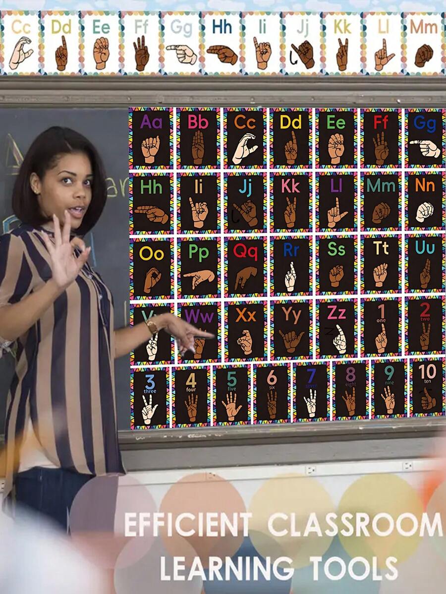 1pc, Printed Painting, 37 Different Sign Language Posters - Sign ...