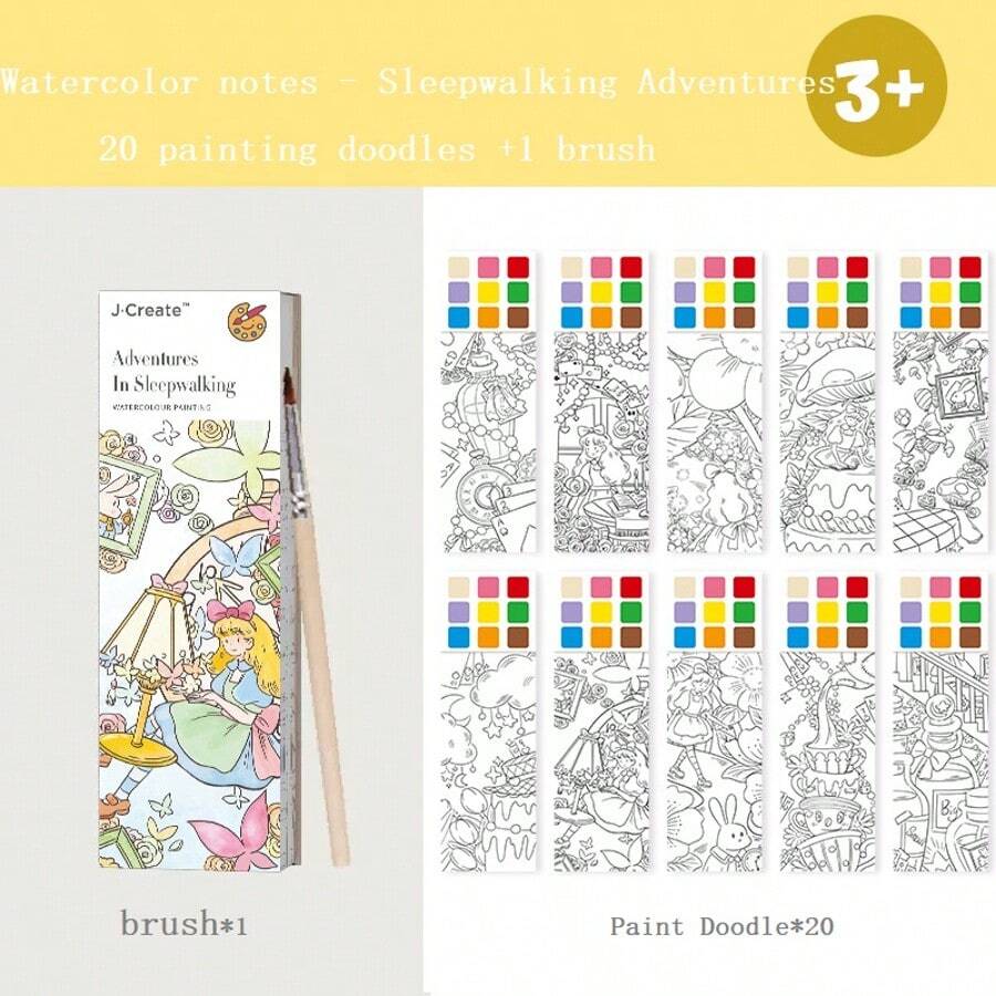 New Gouache Coloring Book Watercolor Coloring Book For Cartoon Notes ...