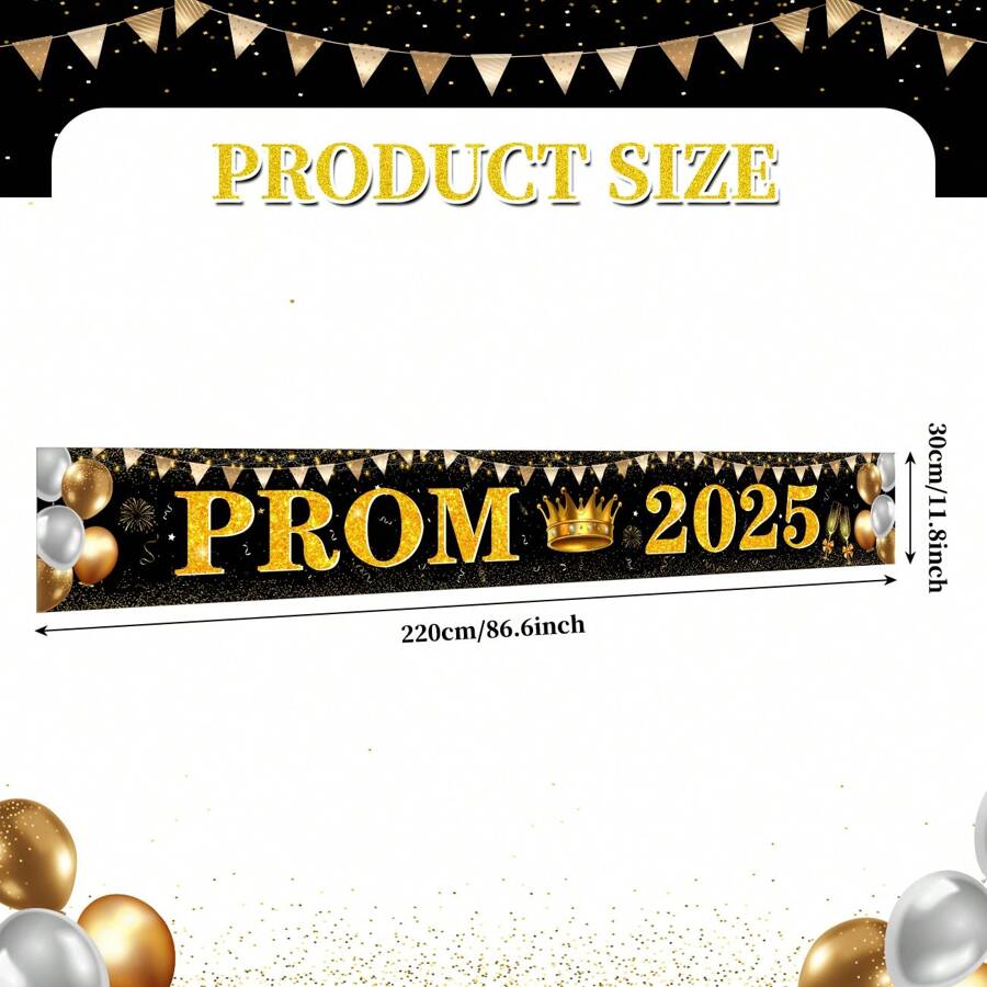 Prom 2025 Graduation Decorations Yard Banner Black Gold Prom Class Of 2025 Yard Sign Large ...