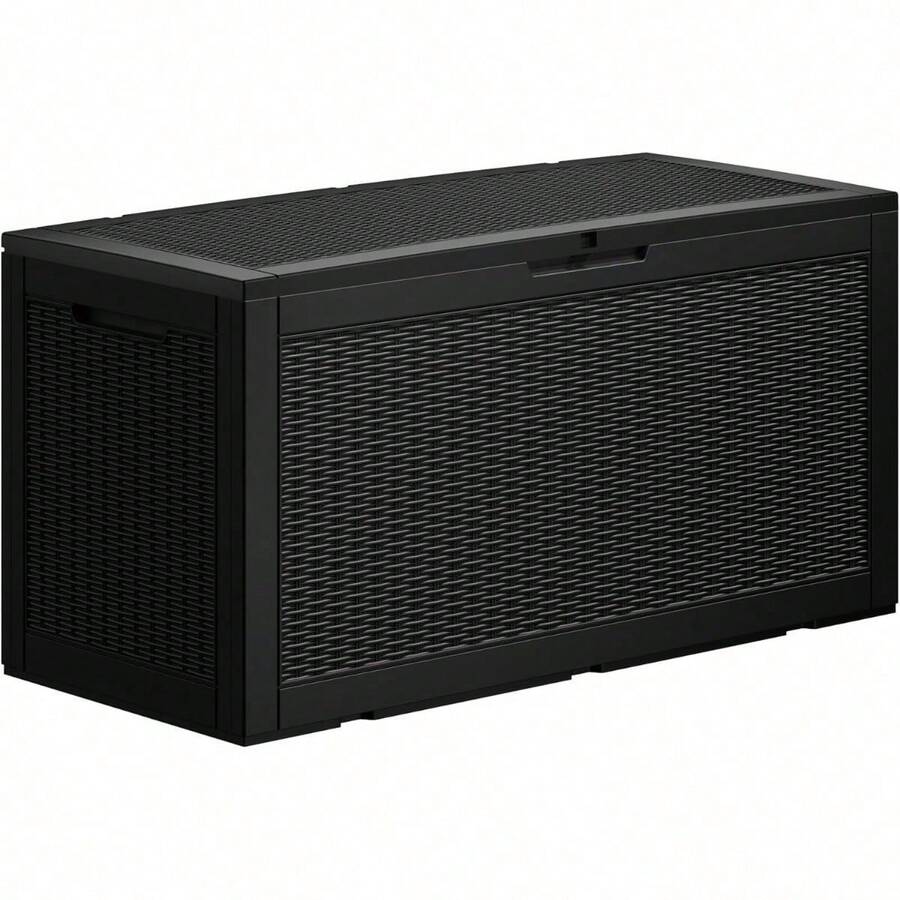 100 Gallon Lockable Resin Deck Box Waterproof UV-Resistant Outdoor ...