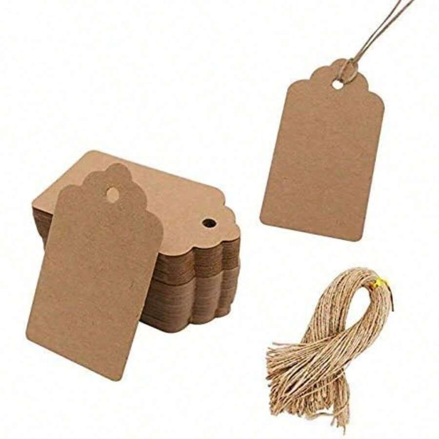 100pcs Kraft Paper Gift Tags With String, Blank Gift Bags Tags Price ...