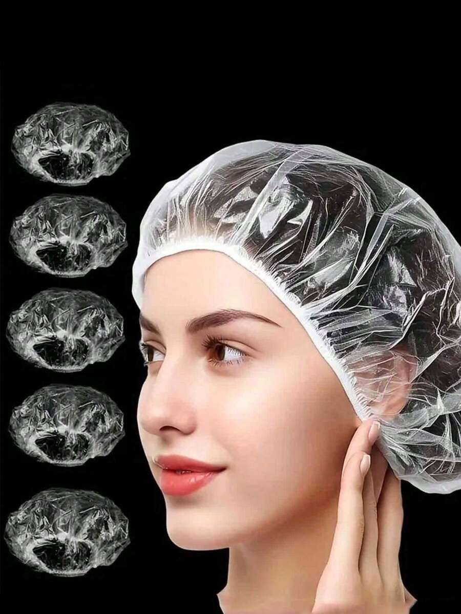 100pcs Clear Plastic Shower Caps, Disposable Shower Caps,Waterproof ...