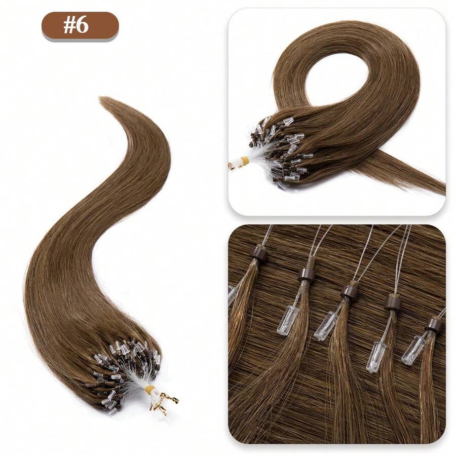 Nano Rings Micro Links Human Hair Extensions Natural Micro Bead Loop ...