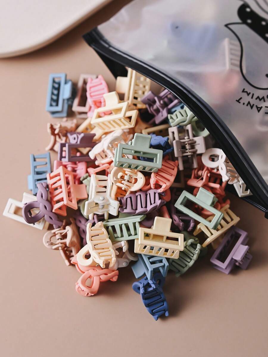 30pcs Elegant Square Frame Knitted Hair Clips, Cute Macaron Hair Claws ...