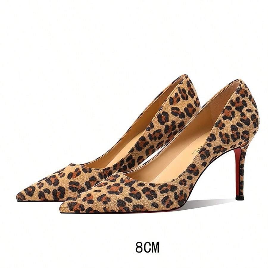 New Suede Leopard Print Sexy Royal Sister Pointed Red Bottom High Heels ...