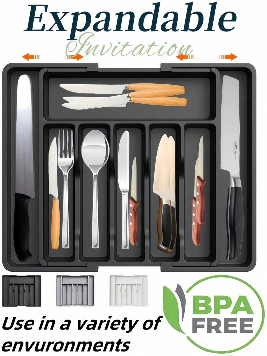 Silverware Drawer Storage Box, Kitchen Extensible Cutlery Tray, Cutlery ...