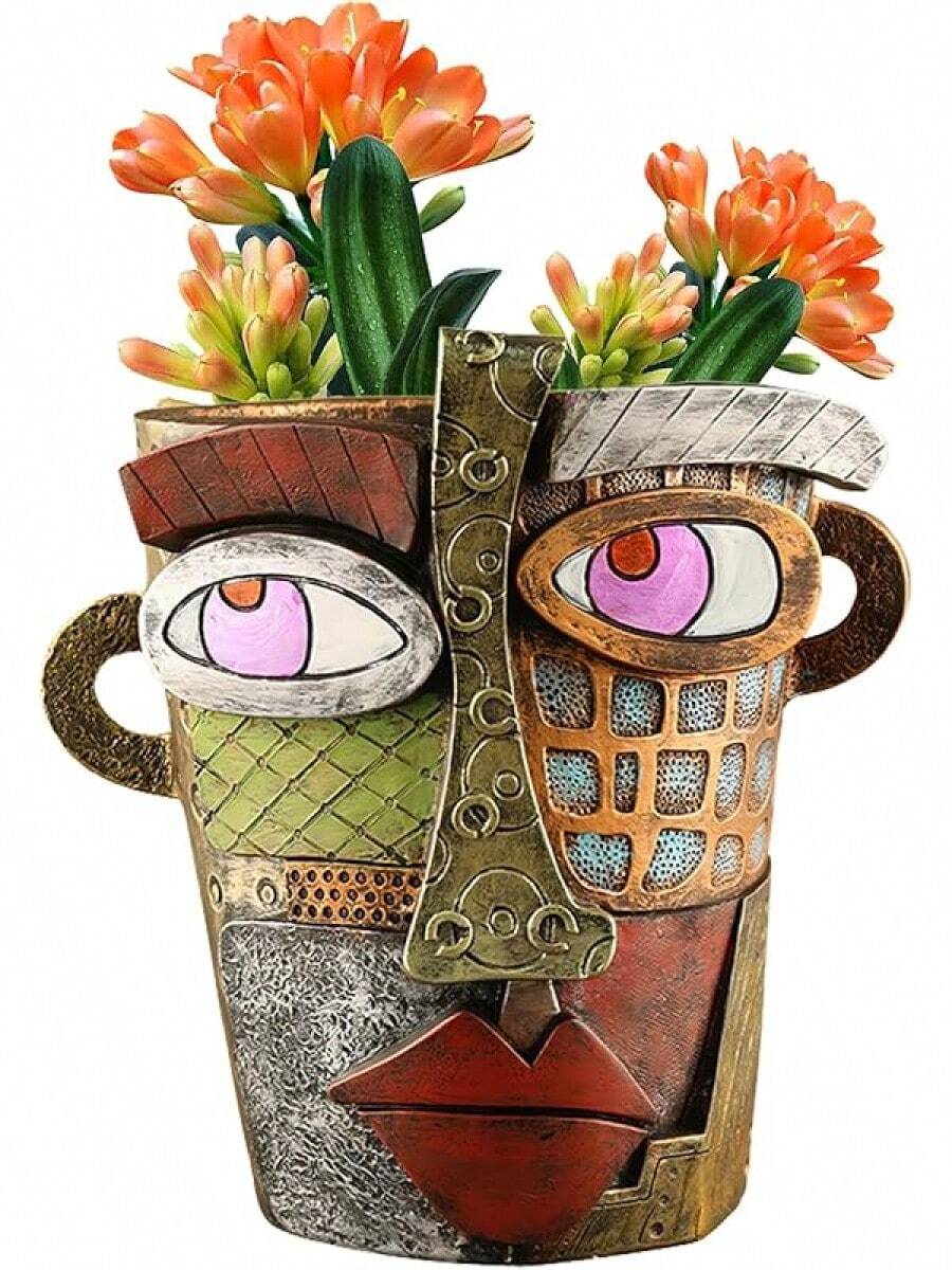 Abstract Face Planters Pots Head,Unique Head Planter For Indoor Plants ...