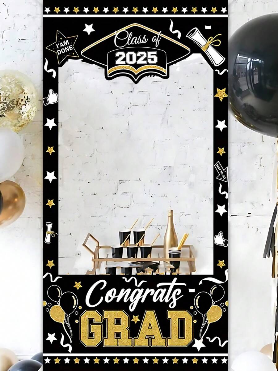 Graduation Party Backdrop, Polyethylene Material, 2025 Happy Graduation ...