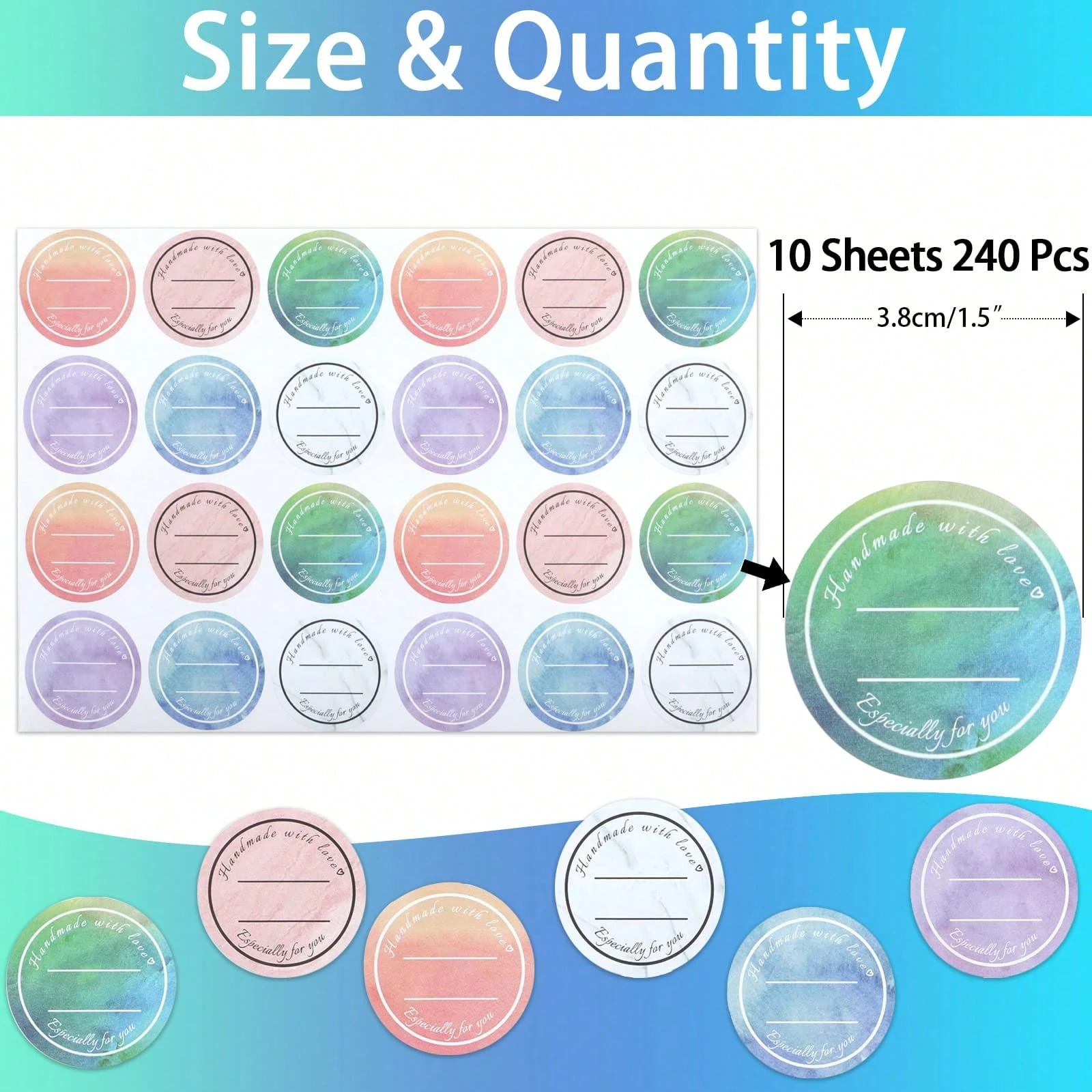 240 Pcs Sticky Labels, 2"Self Adhesive Round Labels Stickers, Self ...