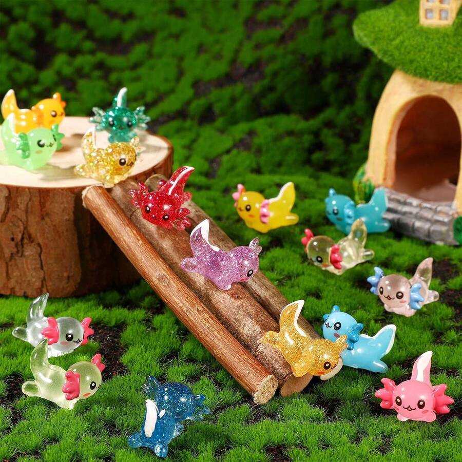 12pcs Mini Resin Axolotl Animals,Tiny Miniature Axolotl Mini Figures ...