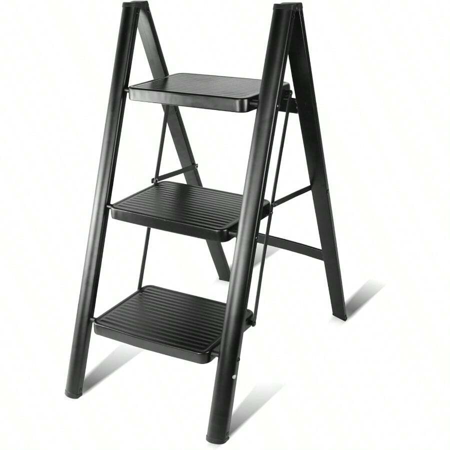 Teenza 3 Step Ladder Handy Folding Ladder Wide Steps Can Be Used As A ...