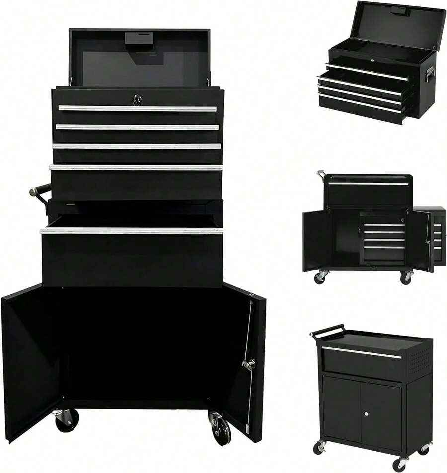 Workshop Trolley With 5 Drawers 2 Tool Cabinets Foldable Removable Tool ...