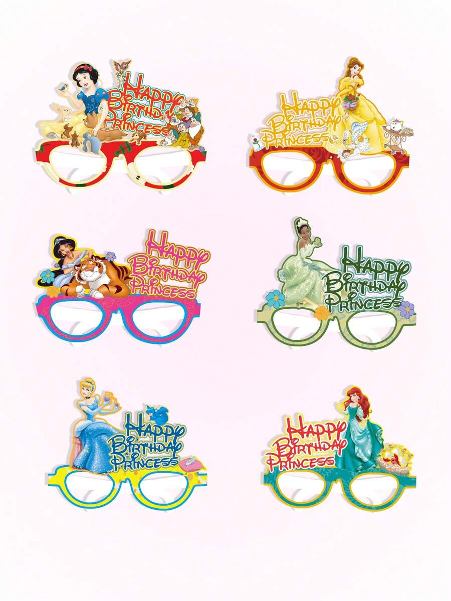 Disney 12pcs Party Glasses, Princess Themed Paper Frame Eyeglasses For ...