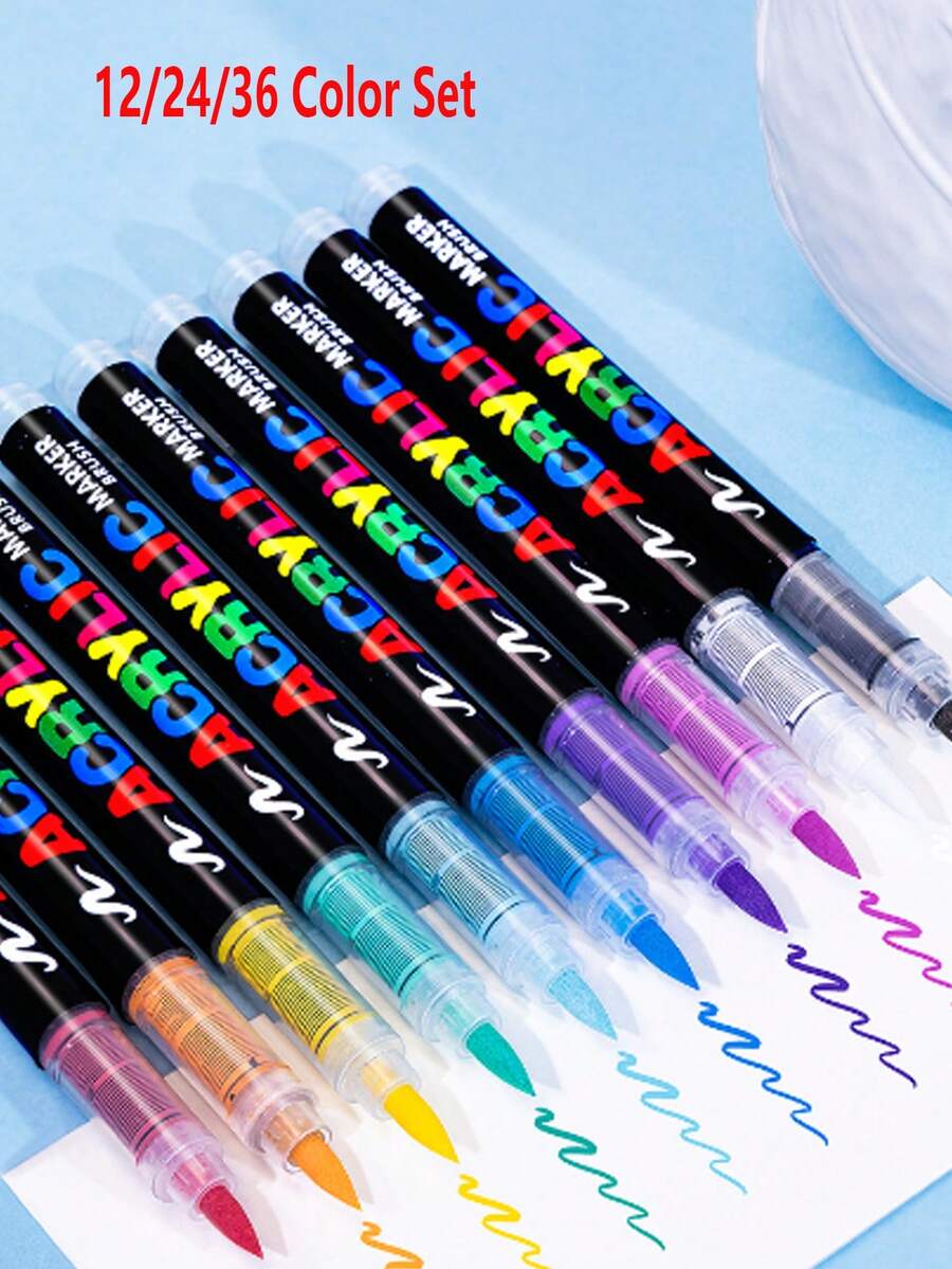 1Box-12/24/36 Colors Painting Doodle Overlay Pens Straight Liquid ...