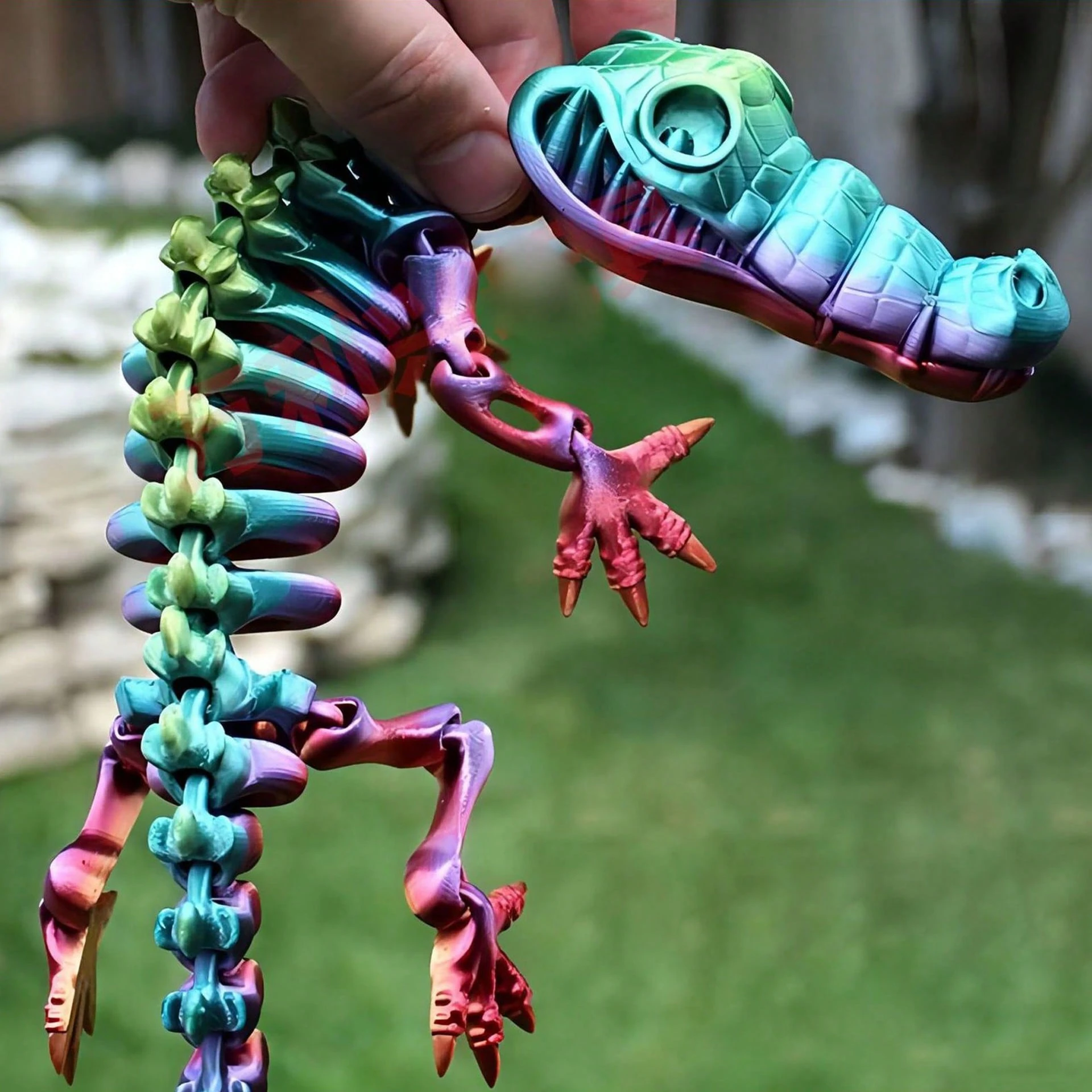 3D Printed Skeleton Crocodile Bone Articulated Figurine, Transformable ...