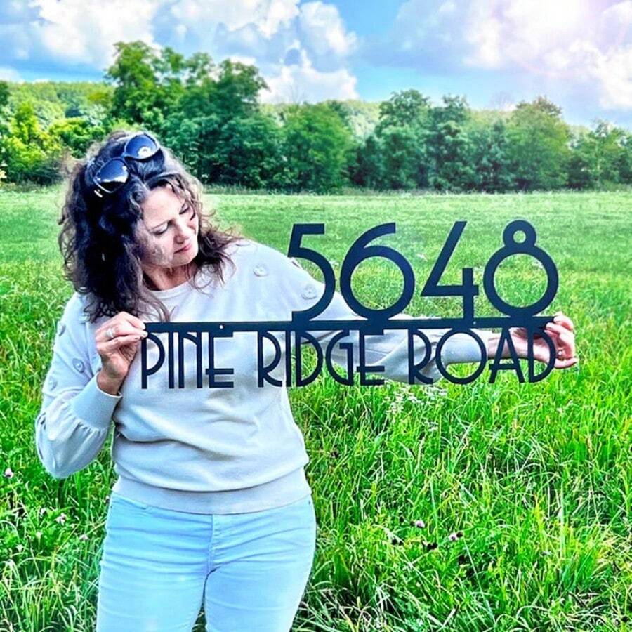 Mid Century Modern Metal House Number Sign - Address Sign With Street ...