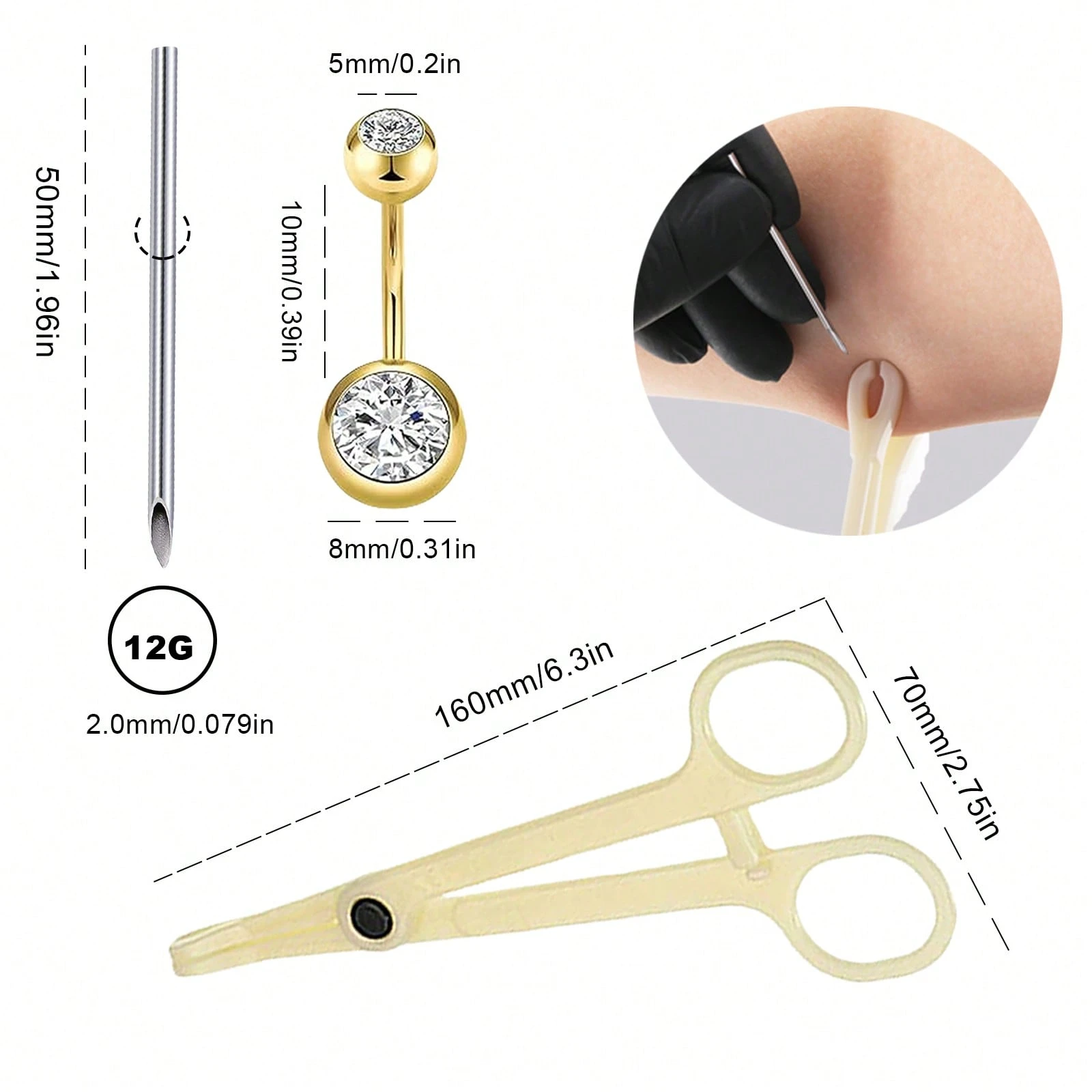 Set di piercing per naso e ombelico in acciaio inossidabile, set di ...