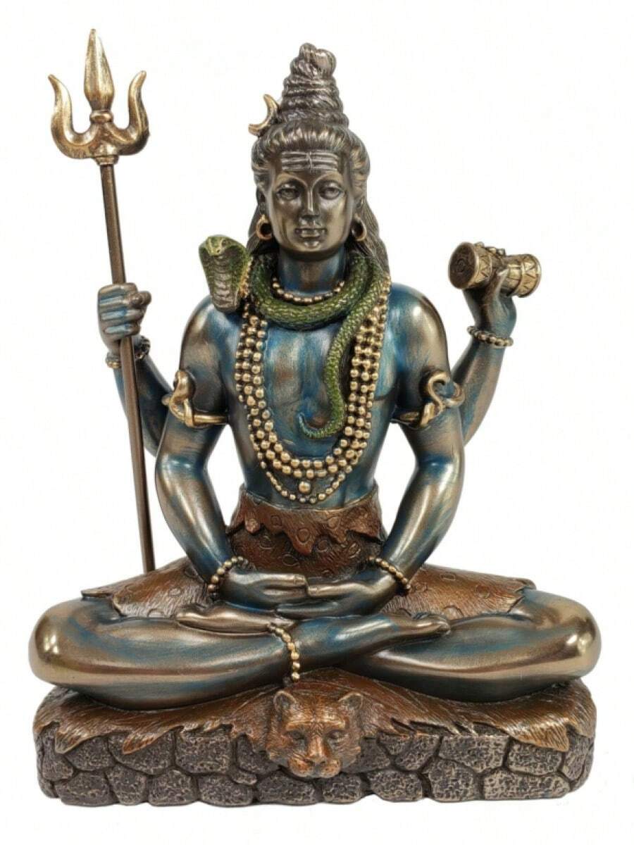 6" Lord Shiva Lotus Pose Statue - Hand-Painted Antique Bronze Finish ...