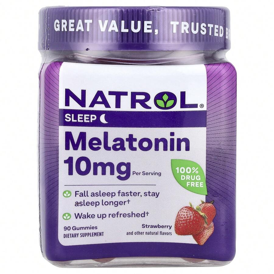 NATROL Natrol Melatonin Gummies, Strawberry, 10 Mg, 90 Gummies (5 Mg ...