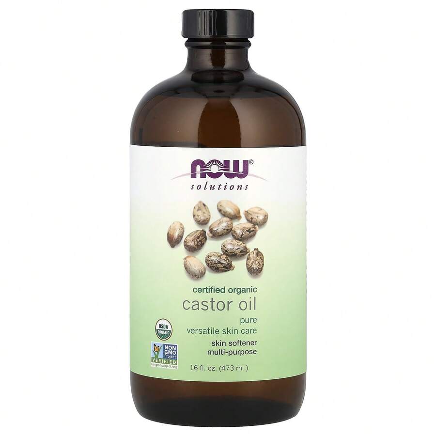 NOW Foods Solutions, Certified Organic Castor Oil, 16 Fl Oz (473 Ml ...