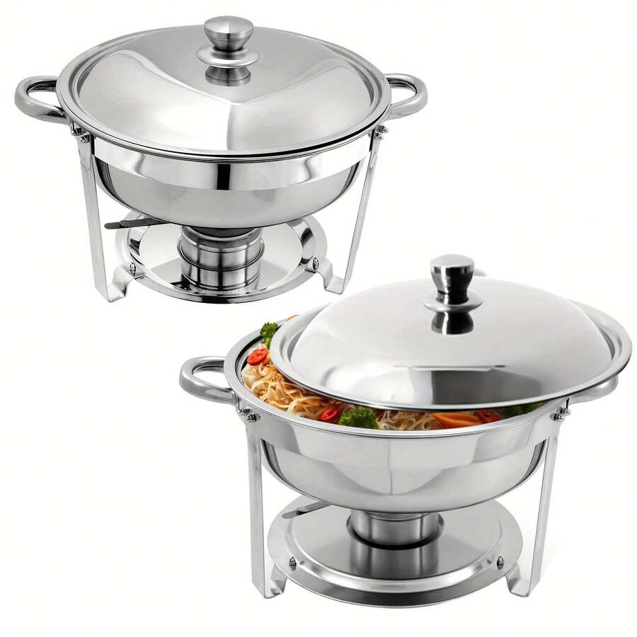 1/2 Confezioni Set Vassoio Riscaldatore Buffet Rotondo in Acciaio ...