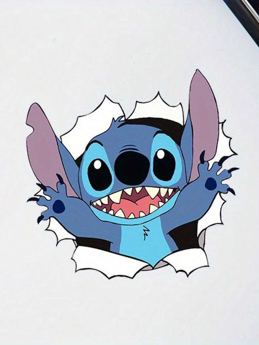 1pc Disney Stitch Cartoon Car Sticker - Creative Cartoon Sticker For ...