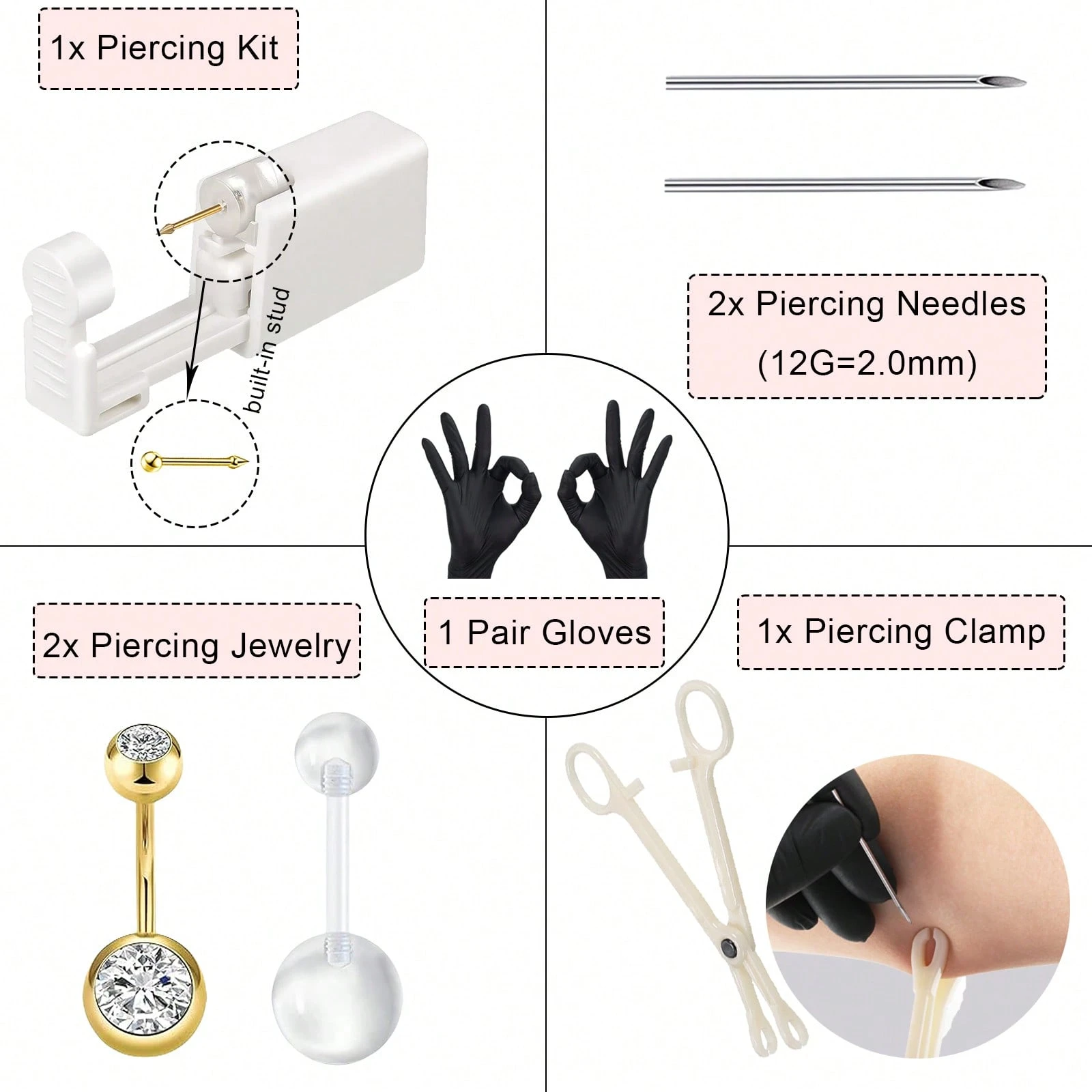 Piercing Kits For Nose Belly Button Piercings Stainless Steel Jewelry ...