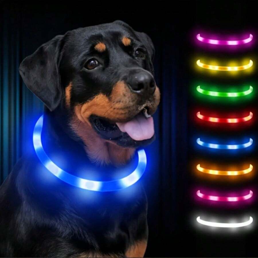 LED Dog Collar, Polyester Fiber Material, Rechargeable Light-Up Pet ...