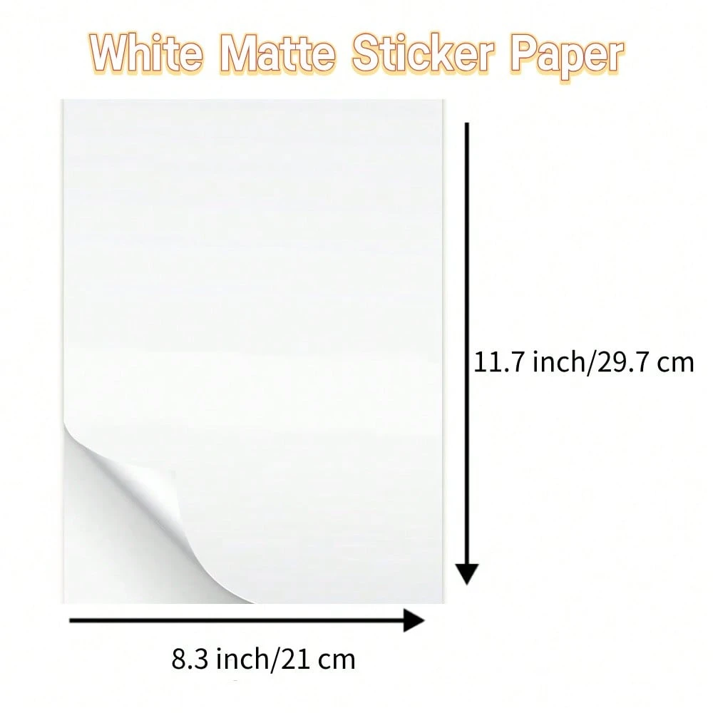 10 Sheets Matte White Printable Vinyl Sticker Paper, Self-Adhesive Copy ...