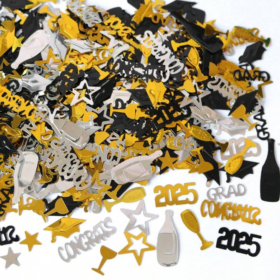1pc, 15g Graduation Party Decoration Black Gold Silver Confetti -2025 ...