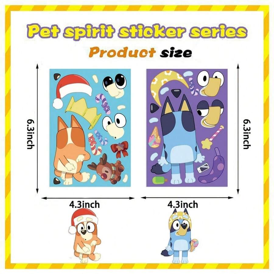 Bluey Cartoon Bluey Puzzle Stickers Bingo Dog Anime Make A Face Diy ...
