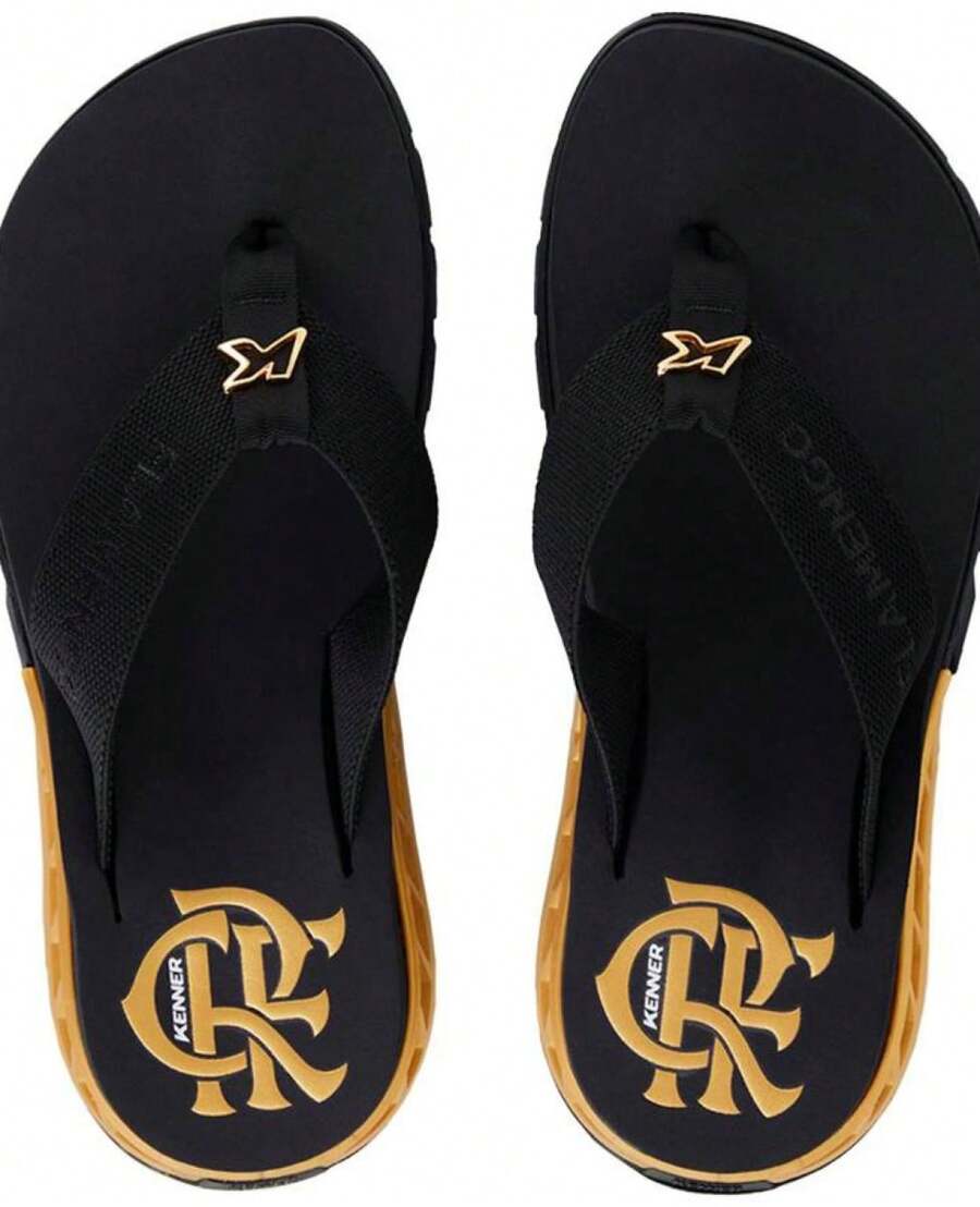 Kenner Flamengo Rakka Men's Flip Flops - Black And Gold | SHEIN USA