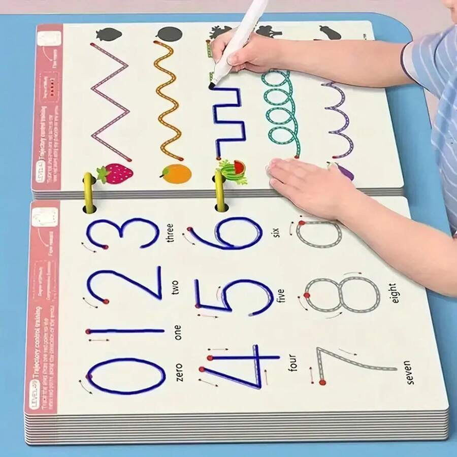 32 Pages Reusable Educational Workbook, Erasable Writing Tracing Board ...