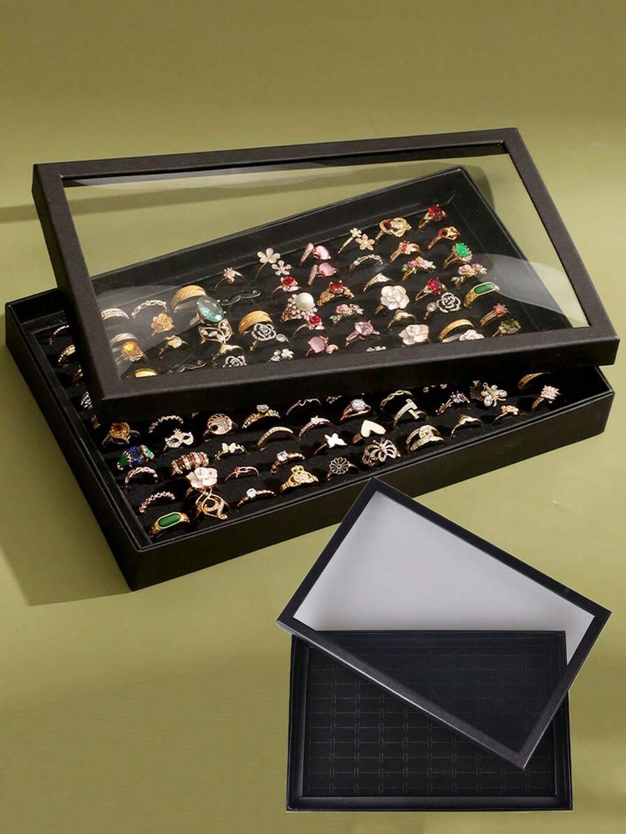 Ring Storage Box Jewelry Stand With Lid Earring Display Tray Storage ...